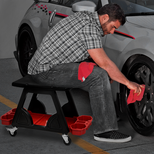 [DETACHABLE TOOL TRAY]Rolling Garage Shop Vehicle Work Stool Repair ...