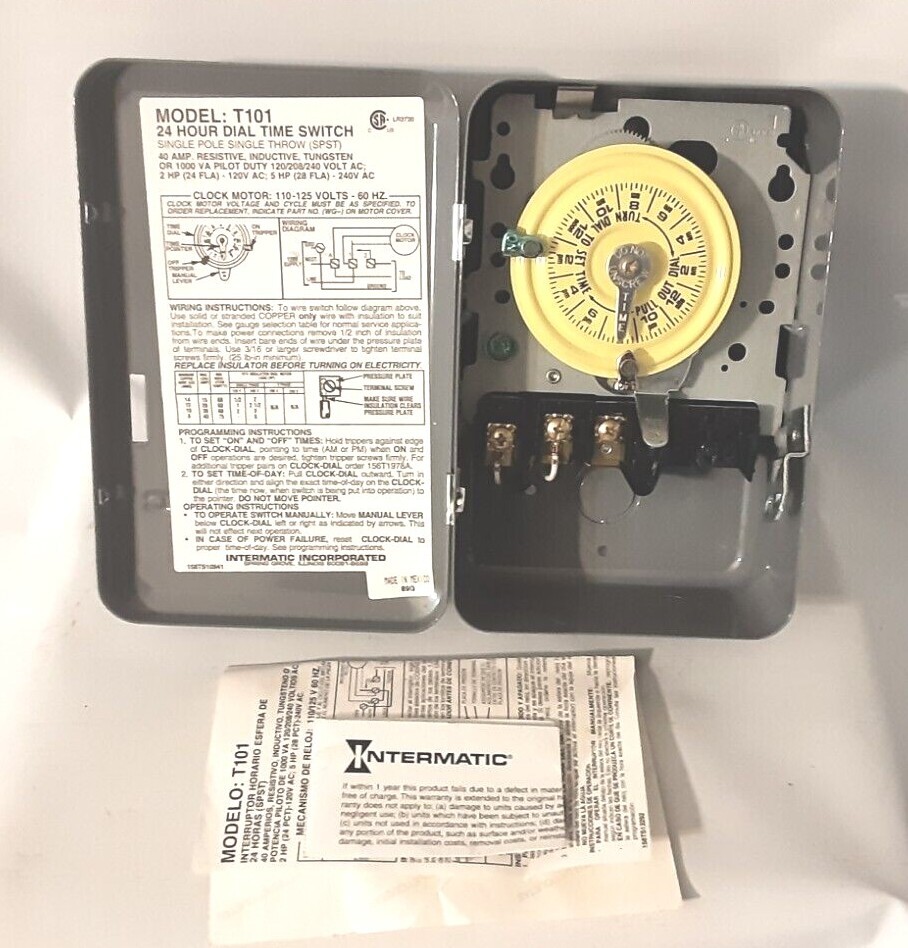 Intermatic T101 40Amp 24 Hour Dial 120VAC Time Switch NOS 1/2, 3/4 ...