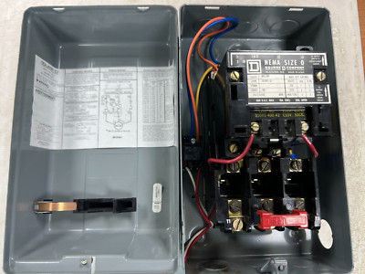👀 SQUARE D SIZE 0 ENCLOSED MOTOR STARTER 5 HP MAX 600V MAX 120V COIL ...