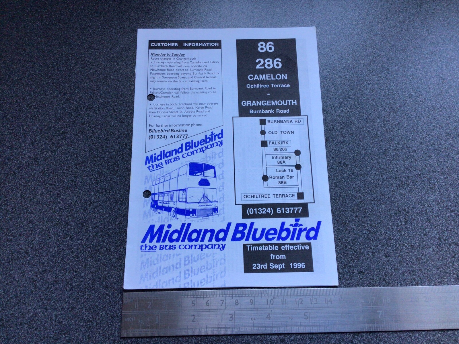 Midland Bluebird Scottish Bus Group Route 86 286 Timetable September ...