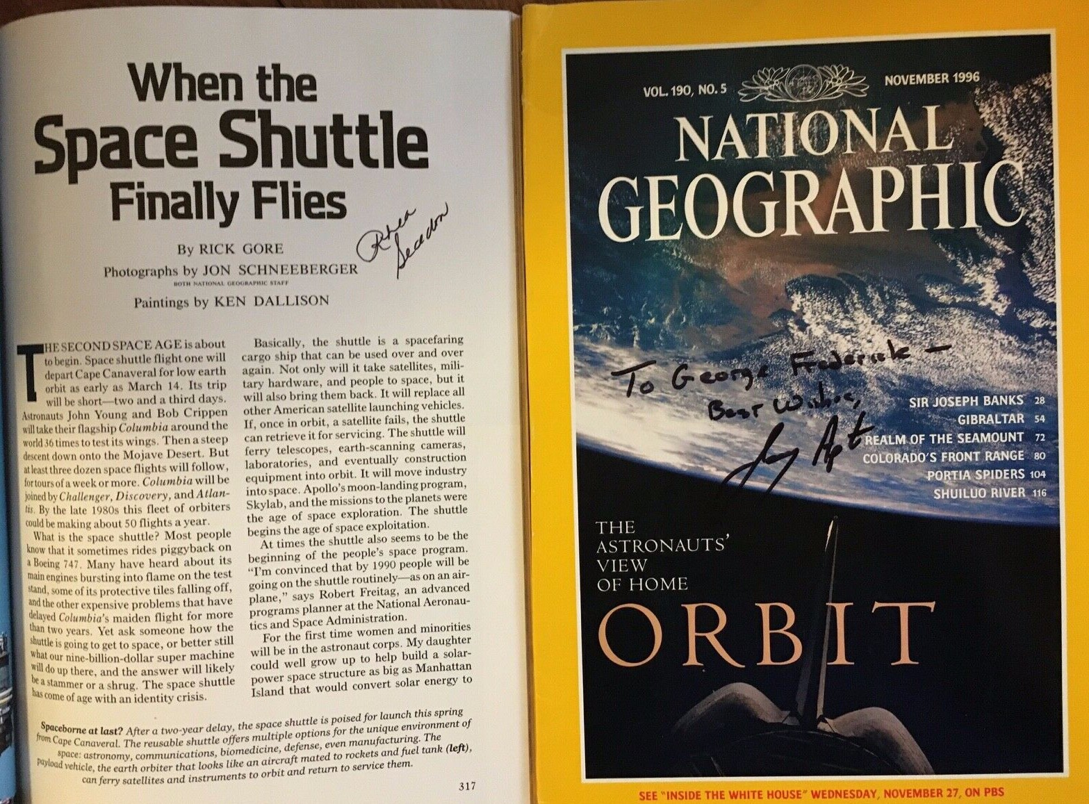 Shuttle Astronauts Jay Apt and Rhea Seddon Signed National Geographics ...