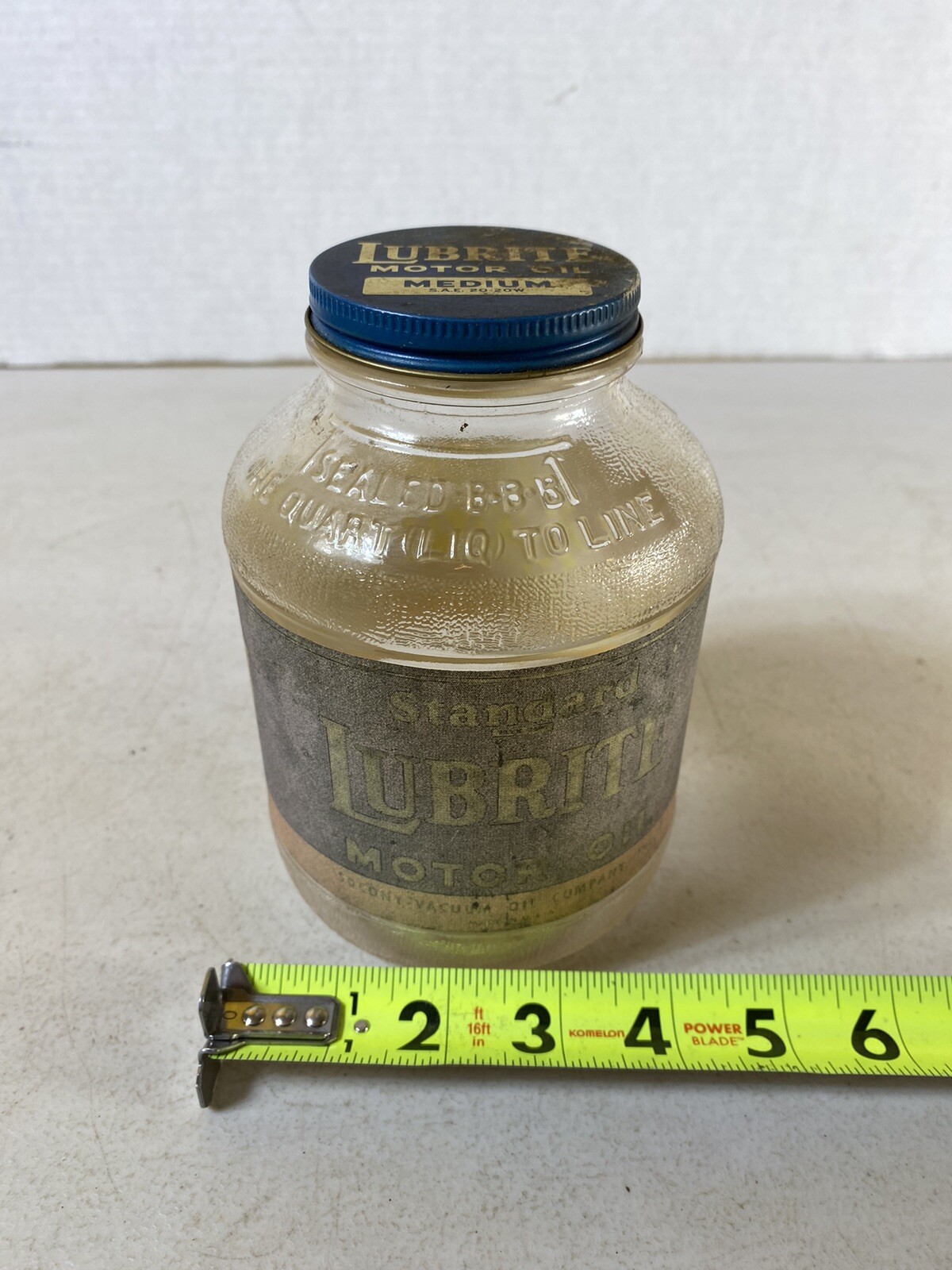 rare Standard Lubrite Motor Oil 2231-1 Antique Medium Jar quart bottle ...