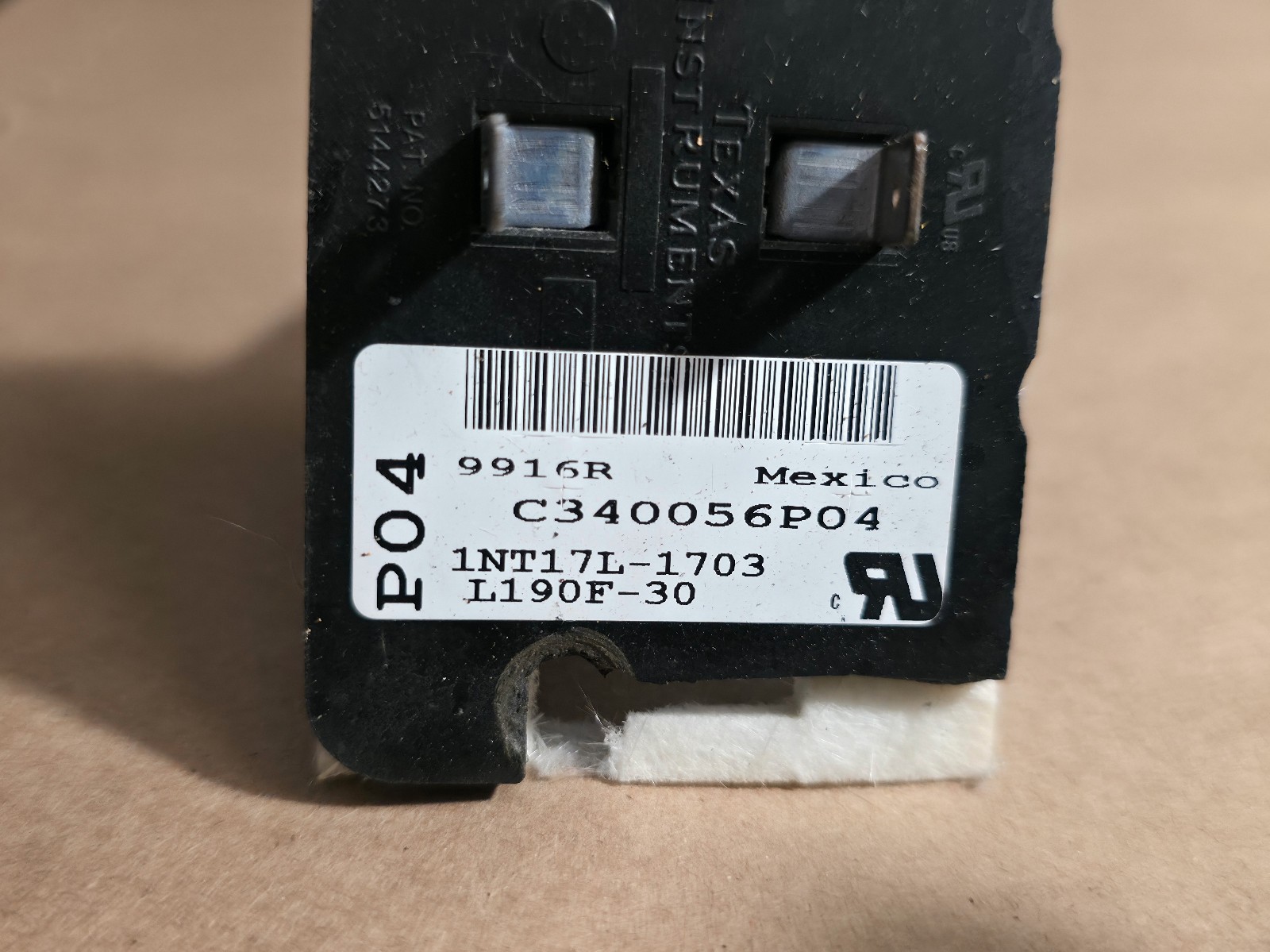 Texas Instruments C340056P04 Furnace Limit Switch 1NT17L-1703 L190F-30 ...