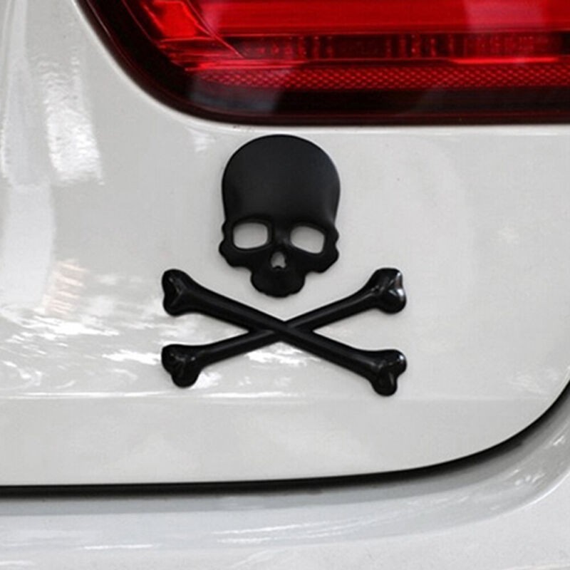 3D Metal Skull Emblem Sticker Halloween Car Skeleton Decal Badge For ...