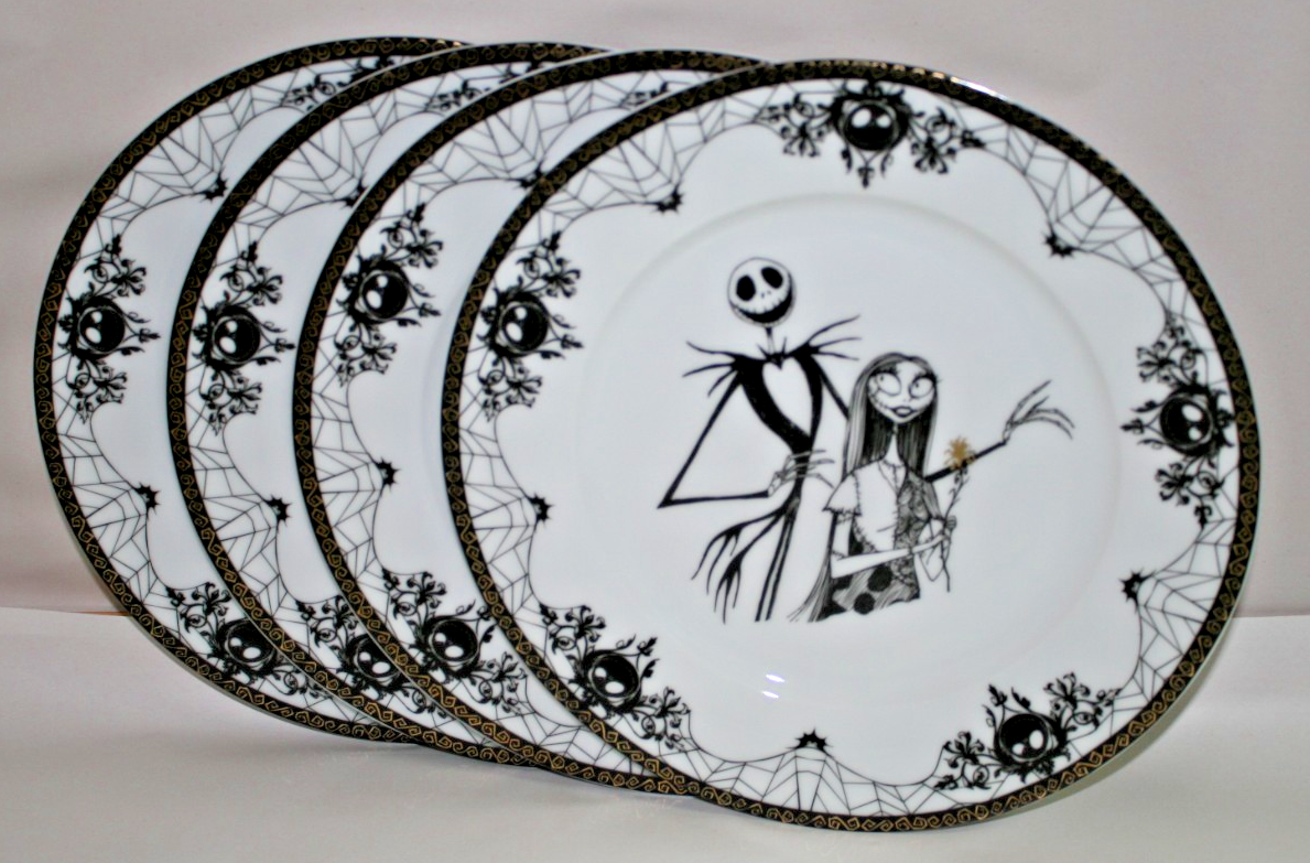 Tim Burton Zrike Jack Skellington and Sally 10 1/2" Dinner Plates Set ...