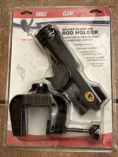 Eagle Claw Deluxe Clamp On Rod Holder Kayak Canoe Aluminum Fishing ...