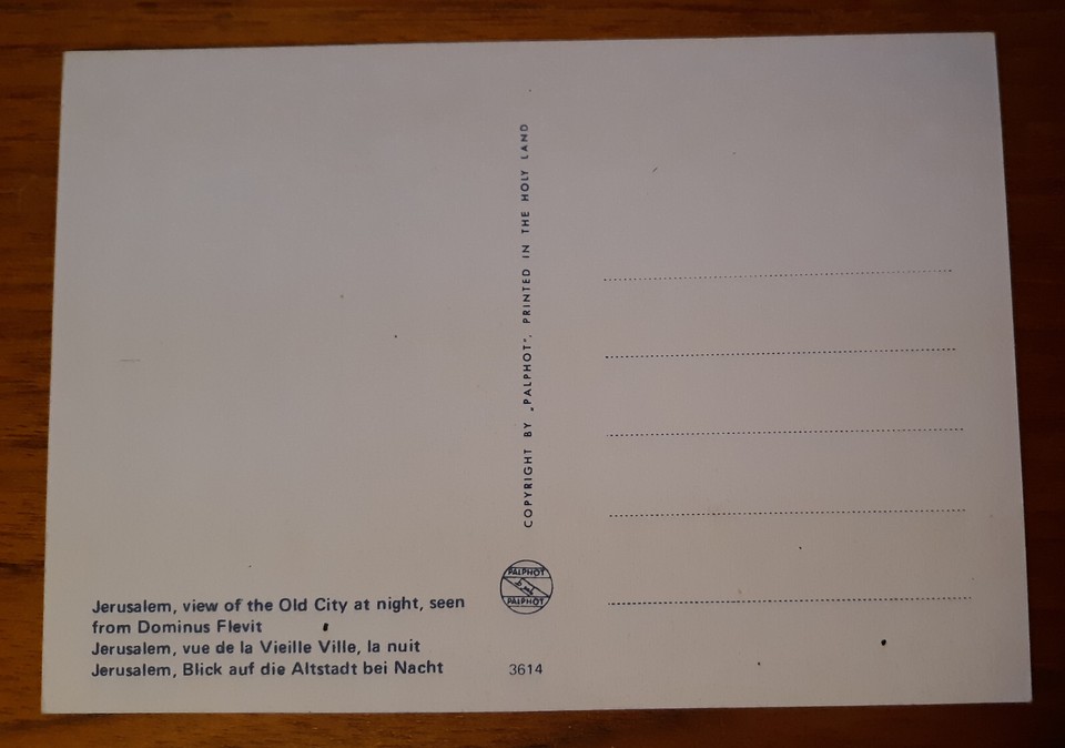 Jerusalem View of Old City at Night from Dominus Flevit postcard NEW ...