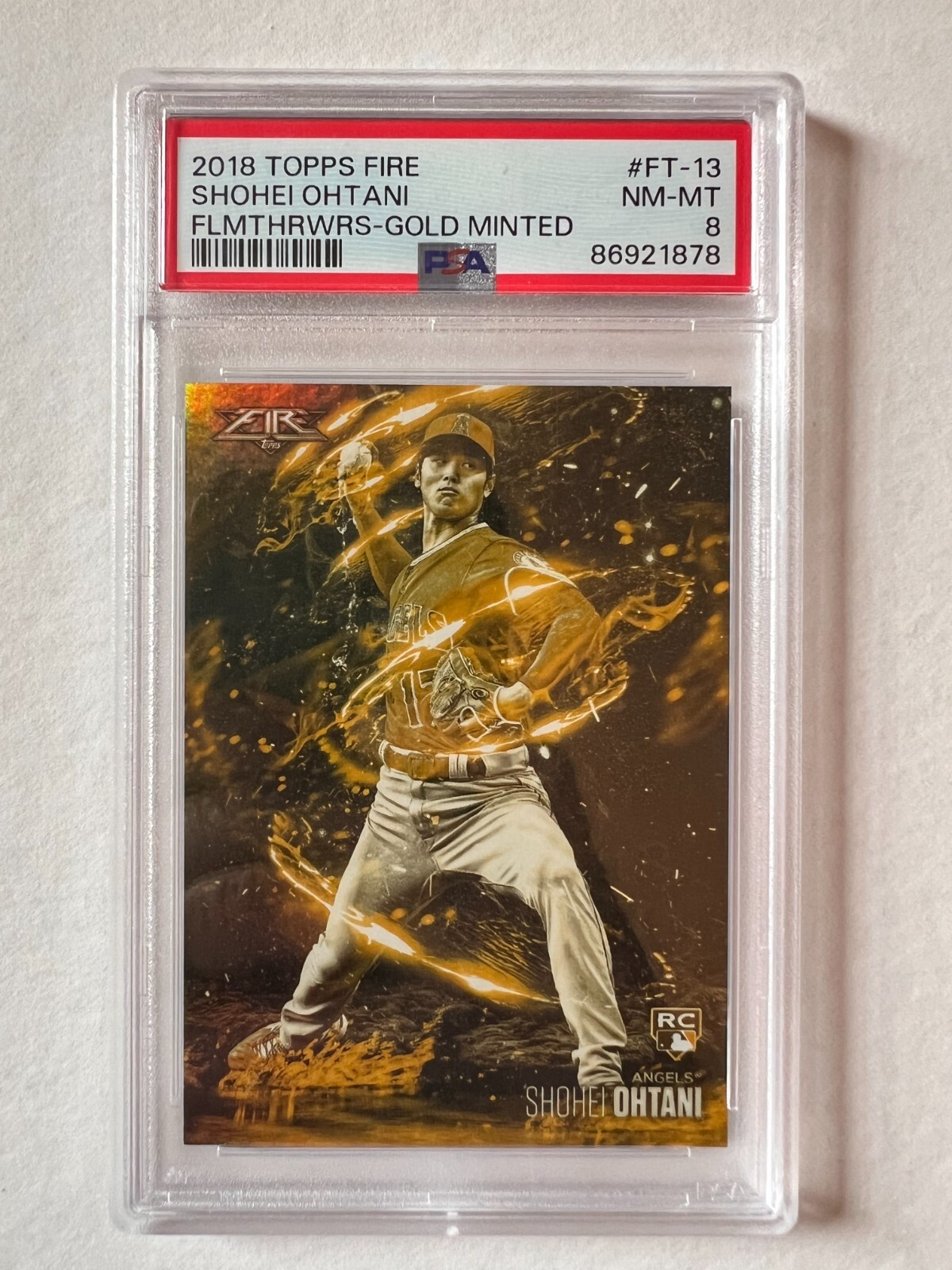 2018 Topps Fire - Flame Throwers Shohei Ohtani #FT-13 Gold Minted (RC ...