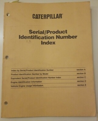 CAT Caterpillar Serial/Product Identification Number Index SEBF9451-19 ...