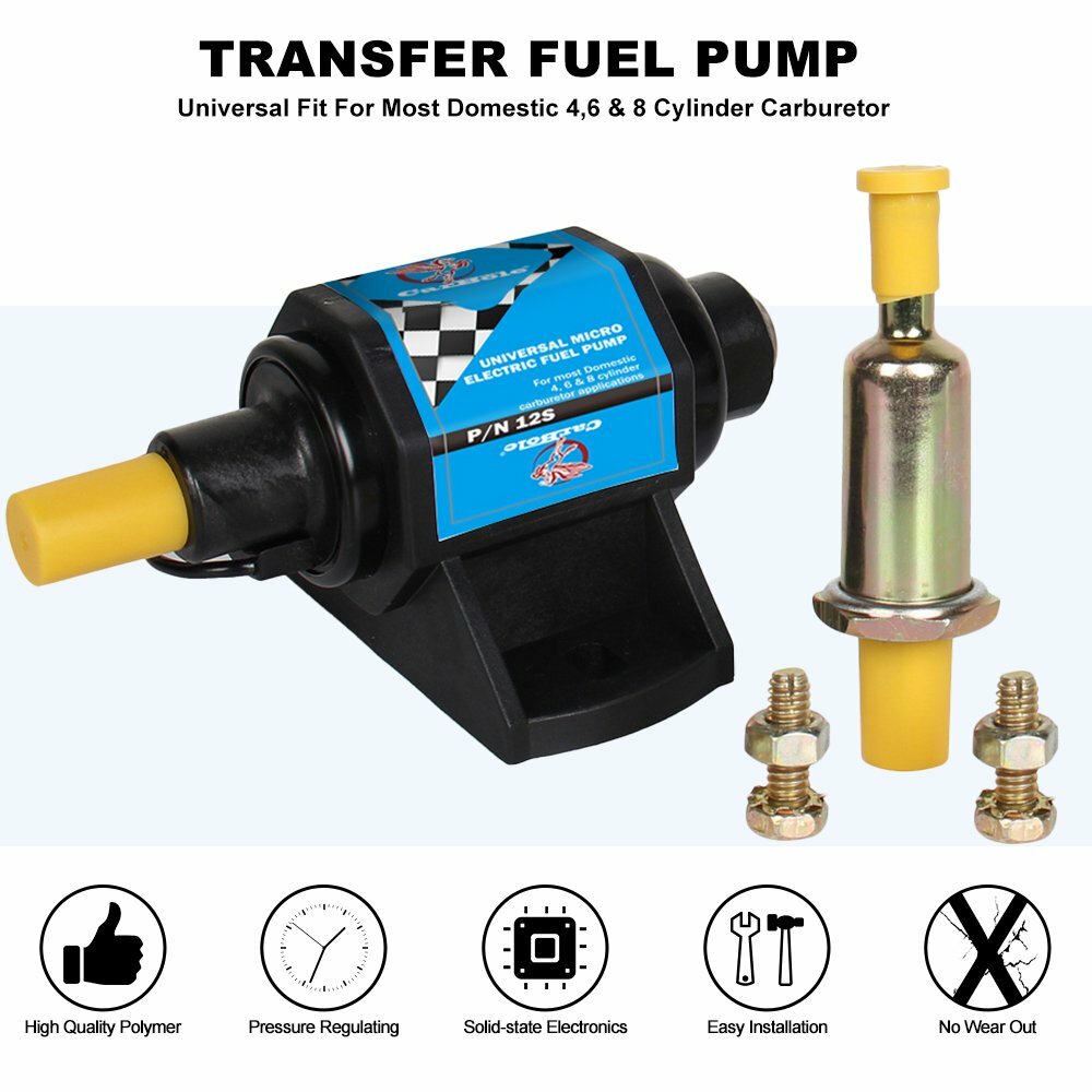 Universal 12V Electric Inline Fuel Pump 4-7 PSI 35GPH Gas Gasoline w ...
