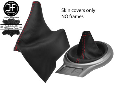 RED STITCH CARBON VINYL SHIFT E BRAKE BOOT FOR SCION FR-S SUBARU BRZ 12 ...