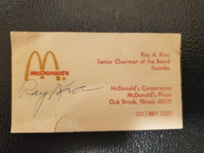 Ray Kroc Founder signed autographed McDonald's business card | eBay