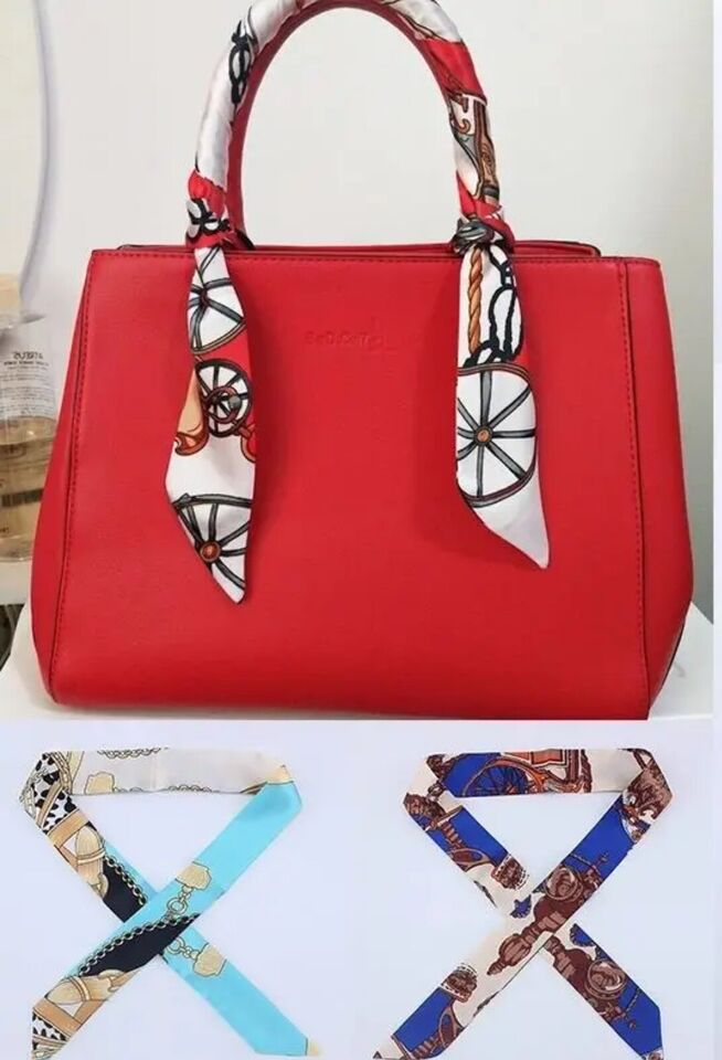 Women Satin Silk Scarf Scarves Wrap Tied Bag Handle Neck Hair Long ...