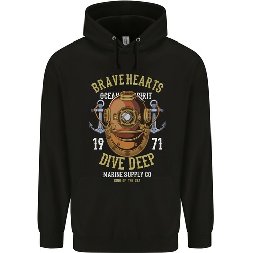 Brave Hearts Dive Deep Scuba Diving Diver Mens 80% Cotton Hoodie | eBay