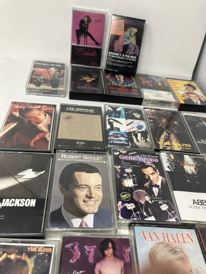 Huge lot Audio Cassettes Rock, Pop, Kiss, Van Halen, Zeppelin 22 Tapes ...