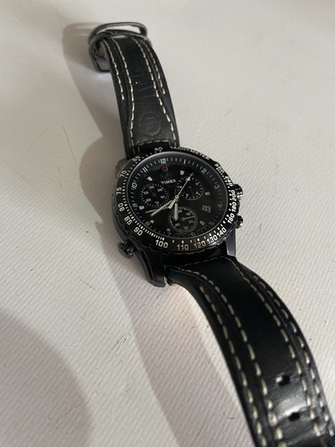 Timex Expedition T42351 Chronograph Men's Watch Black Leather 100m ...
