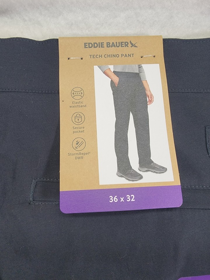 Eddie Bauer Tech 36x32 Water Resistance Stretch Pockets Chino Pant ...