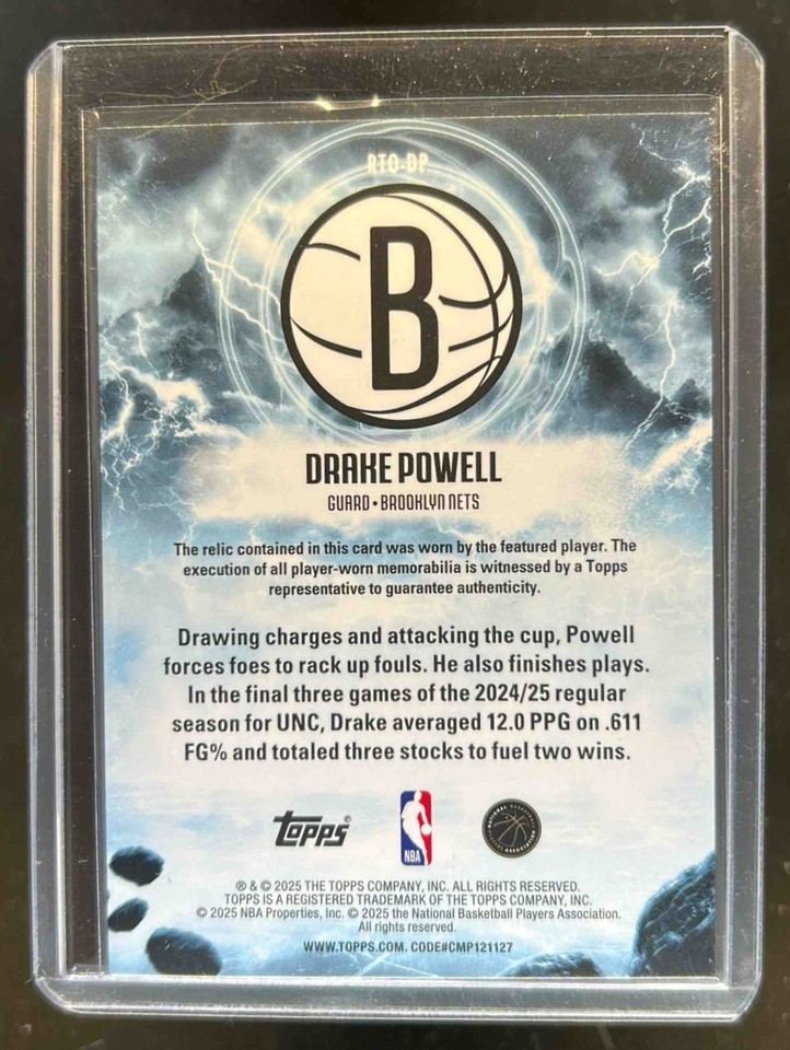 2025-26 Topps Drake Powell Rise to the Occasion Relic RC Jersey #RTO-DP ...