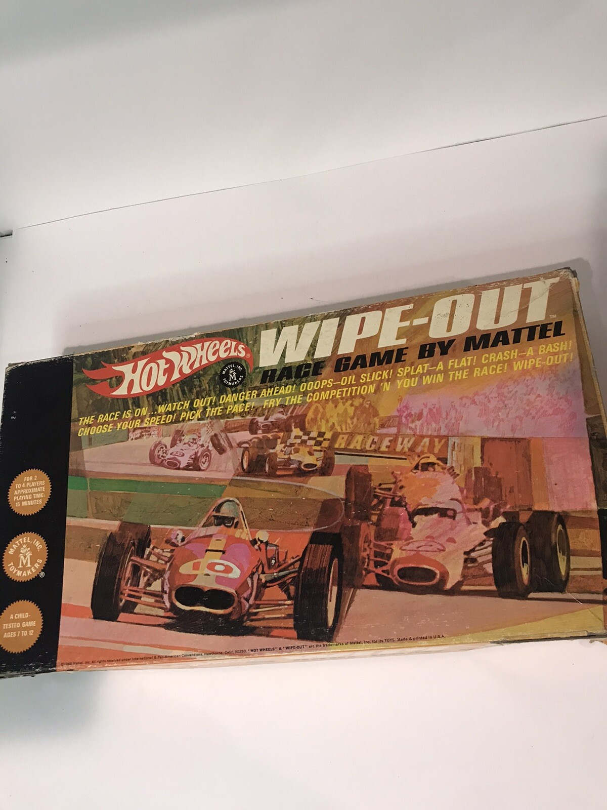 Vintage 1968 Mattel Hot Wheels-Wipe Out Race Game with Cars 100% ...