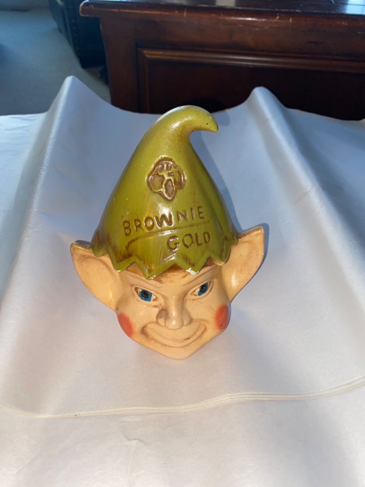 1960’s Girl Scout Brownie "Gold Elf" Pixie Coin Bank Chalkware | eBay