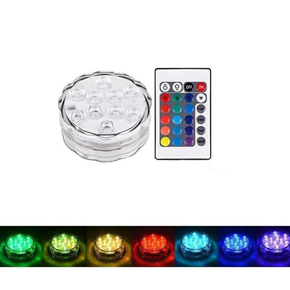 RGB Remote Controlled Submersible 10LED Light Color Changing Battery ...