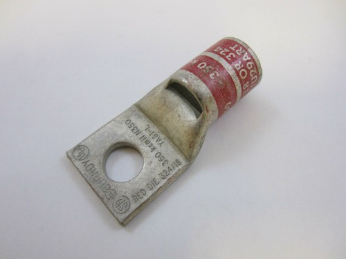 BURNDY YA31L COPPER CRIMP LUG 350 MCM 1 HOLE 1/2" SHORT BARREL RED DIE ...