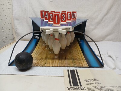 Vintage Tudor Games BOWL Metal Bowling Game DUAL ACTION Pin Reset #460 ...
