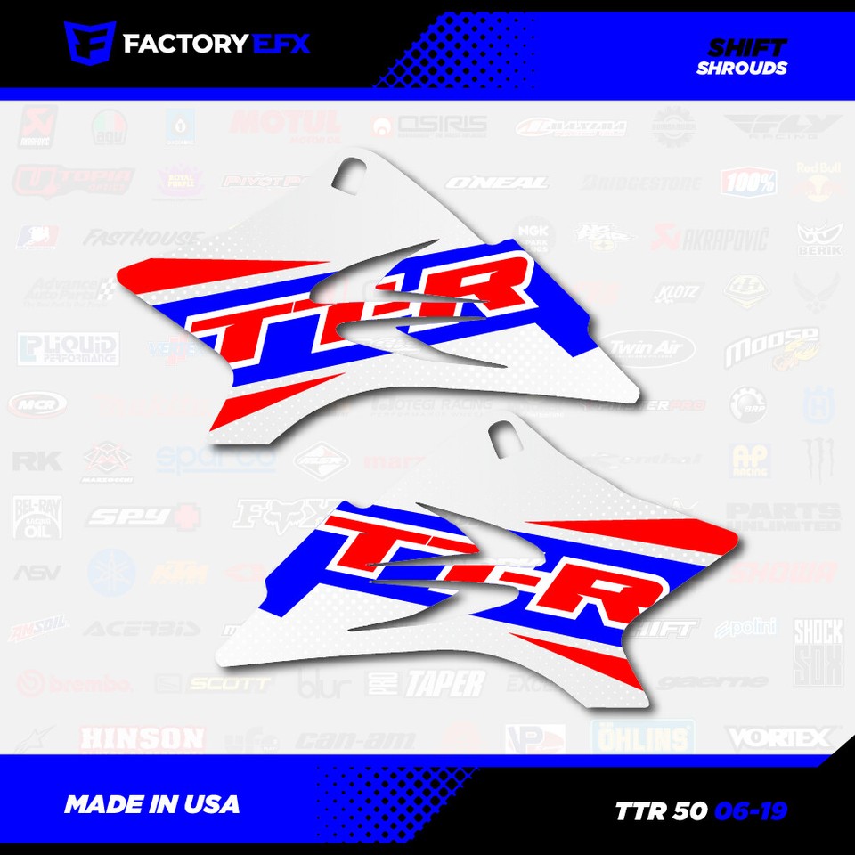 Red White & Blue Shift Racing Graphics Kit fits 06-24 YAMAHA TTR50 TTR ...