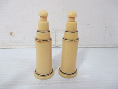 Vintage Bakelite Salt & Pepper Shakers Art Deco Beige Skyscraper 1940's ...