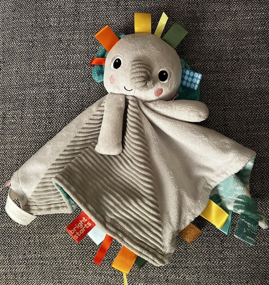 Elephant Baby Security Blanket Lovey Yellow Bright Starts Lovey Tags ...