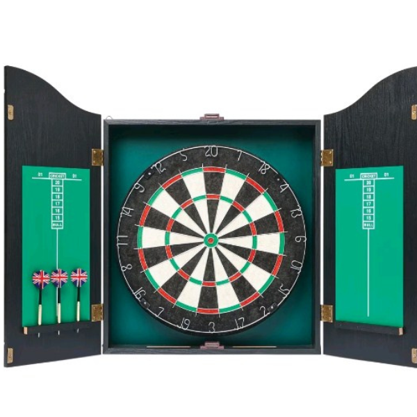 Dartboard in Wooden Cabinet w/ Score Board Case Game Darts Pub Style ...