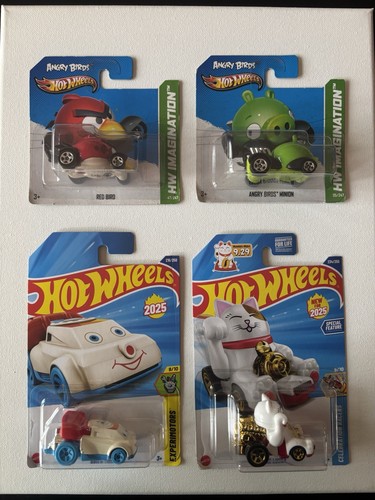 Hot Wheels 1:64 Quick Chat, Feline Lucky, Angry Birds Short Card Lot Of ...