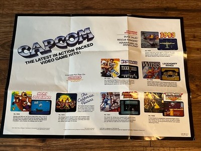 Original NES Nintendo Poster Insert - Capcom 1943 Mega Man Mickey ...