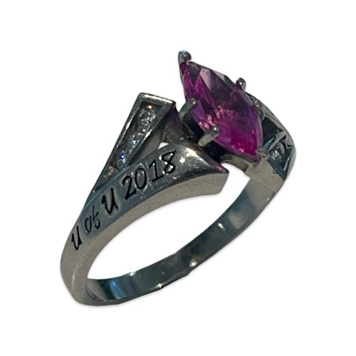 Jostens Skylar Size 9 White Lustrium LTT 2018 Class Ring Marquise Rose ...