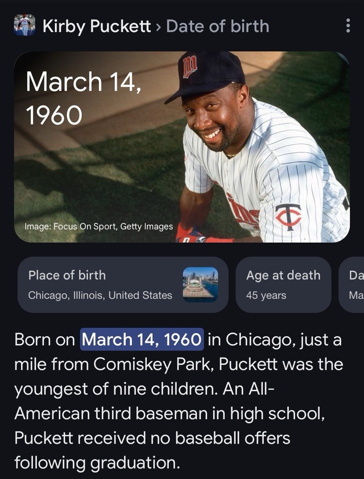 RARE 1991 Upper Deck Kirby Puckett Twins #544 Birth Year Error Card ...