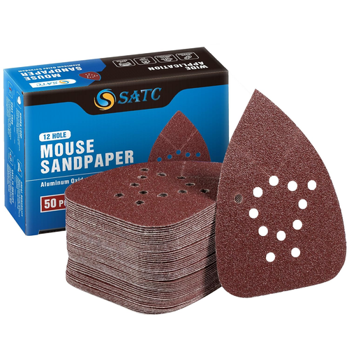 Mouse Detail Sander Sandpaper 50 PCS Mouse Sanding Pads 12 Hole Mouse ...