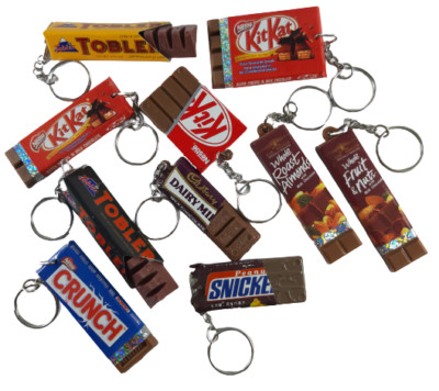 Set Chocolate Brown Bar Key chain Novelty Keyring Biscuit New FakeFood ...