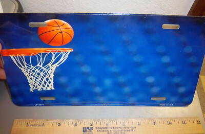 Novelty metal License Plate, Basketball going thru Hoop, 12 x 6 plate ...