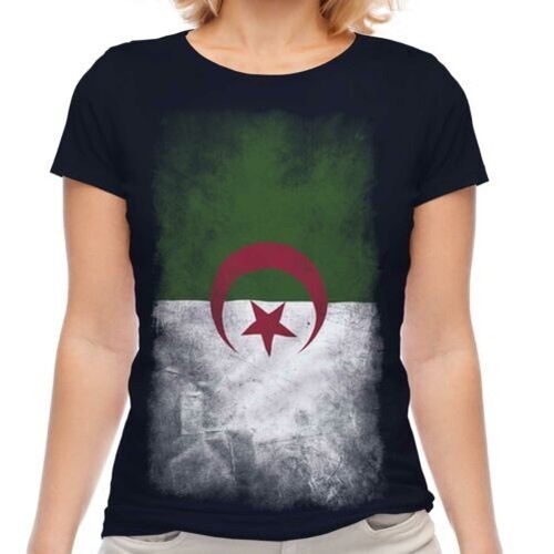 ALGERIA FADED FLAG LADIES T-SHIRT TEE TOP DZAYER ALGERIAN AL-JAZA'IR ...