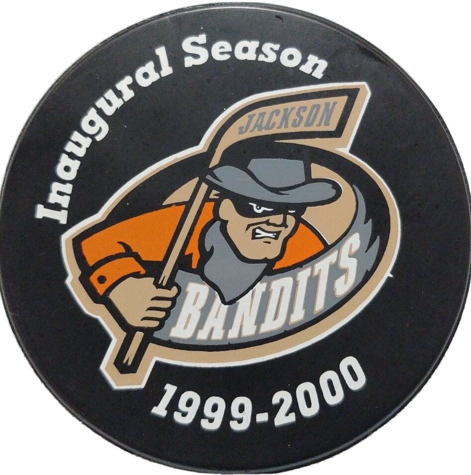 1999-2000 JACKSON BANDITS SEASON ECHL HOCKEY PUCK LINDSAY MFG. MADE IN ...