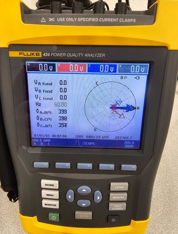 FLUKE 434 Three Phase Power Quality Analyzer Kit *New Battery* COMPLETE ...