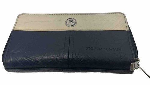 Stone Mountain Blue And Tan Leather Zip Around Wallet & Checkbook ...