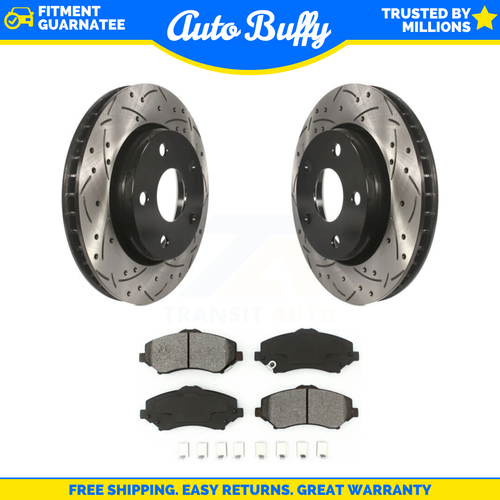 Front Drilled Slot Disc Brake Rotor & Semi-Metallic Pad Kit For Jeep ...