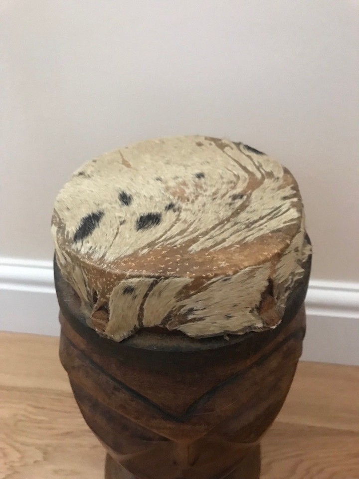 Genuine vintage African Tribal Bongo Drum. Animal Hide.40 years old | eBay