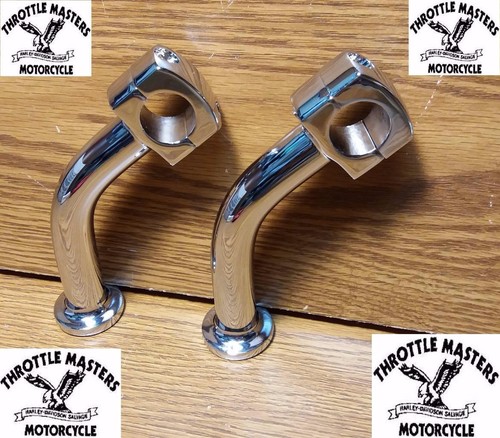 Custom 2" Pullback Chrome Riser Set for Harley, Chopper, Project w/ 1 ...