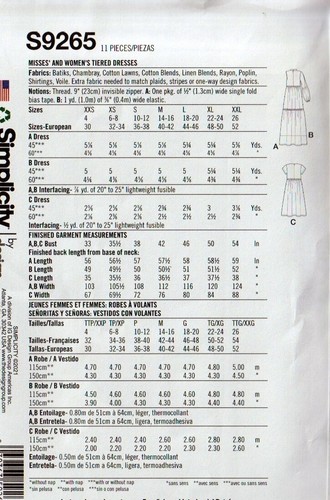 Simplicity 9265 Misses Womens Dress Tiered Boho Peasant Pattern Size 4 ...