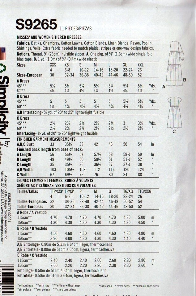 Simplicity 9265 Misses Womens Dress Tiered Boho Peasant Pattern Size 4 ...