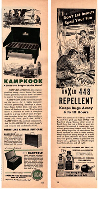 1947 LOT OF (2) CAMPING OUTDOOR ADS, KAMPKOOK STOVE, UN X LD 448 ...