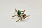 A VERY FINE & RARE VINTAGE 18K Yellow Gold Diamonds Enamel Grasshopper ...