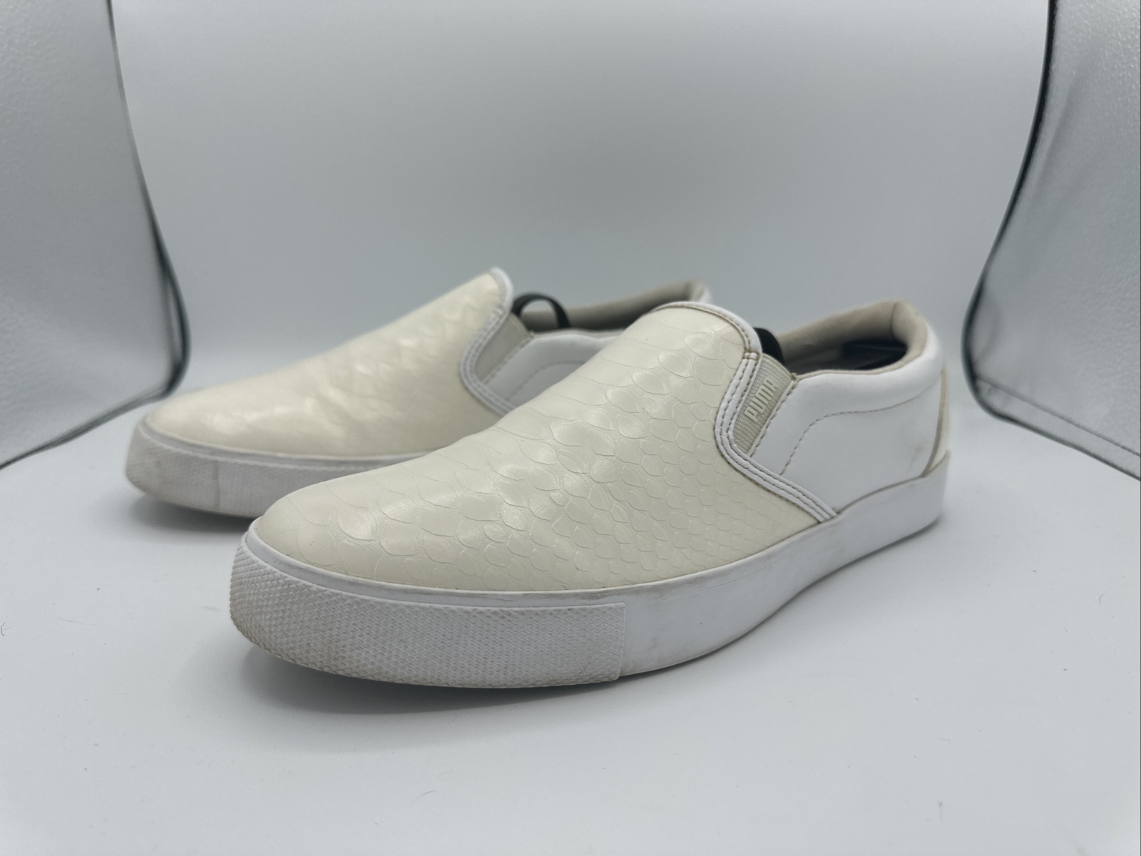 Puma White Faux Alligator Leather Slip On Loafers Wom… - Gem